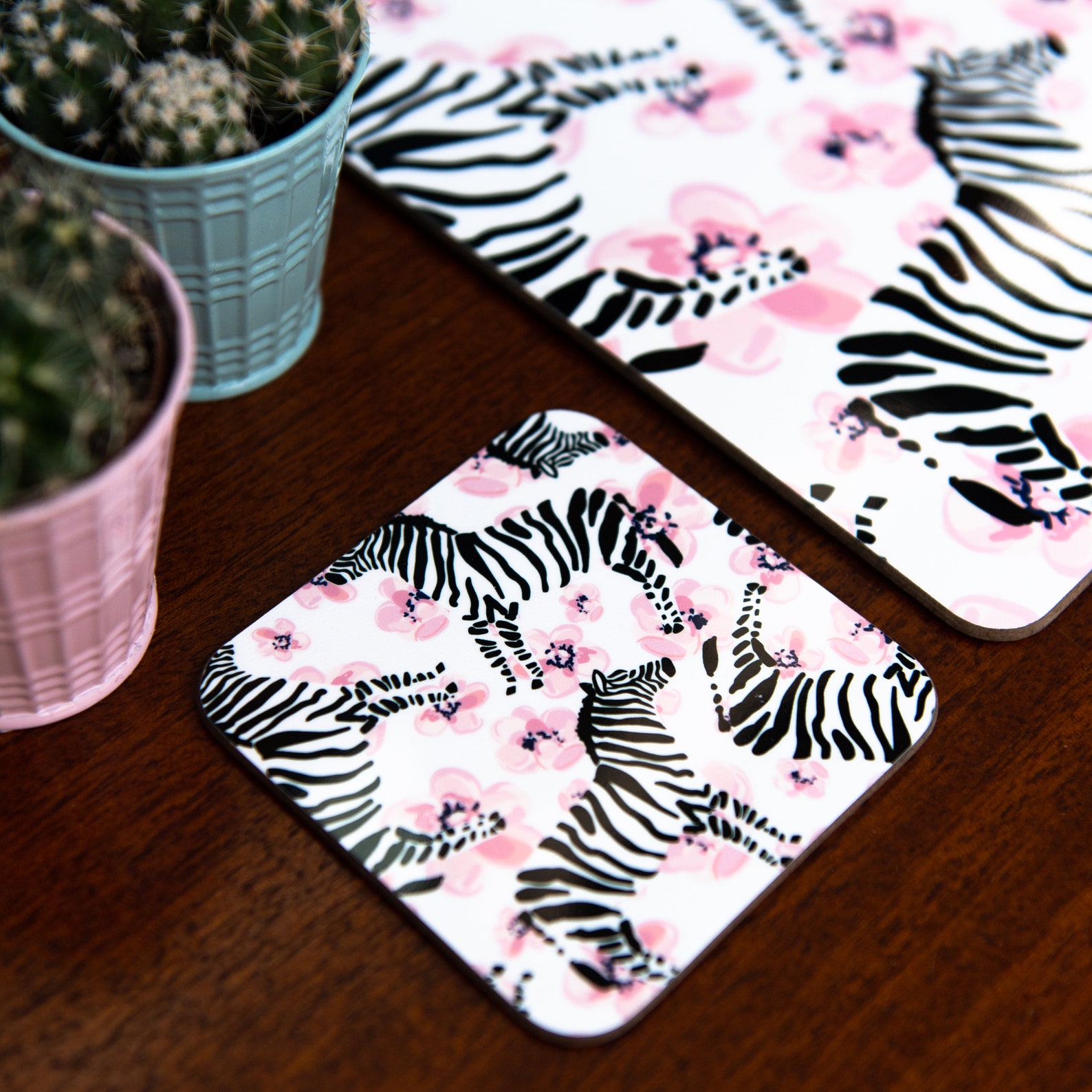 Tropical Coasters Pack of Four Bold Bright Summer Print - Etsy