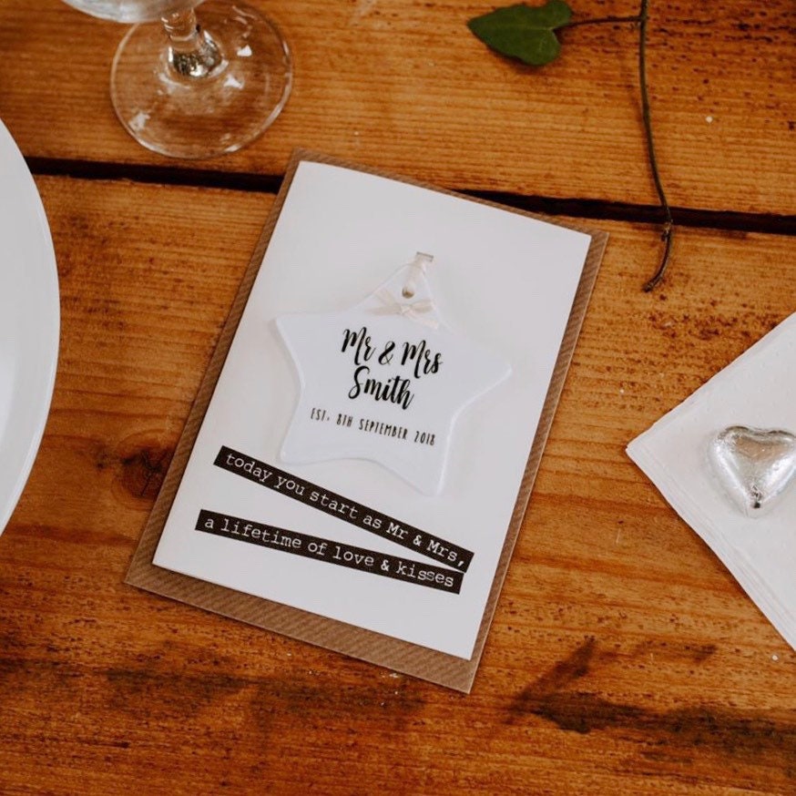 Personalised Wedding Card With Ceramic Star Ornament Keepsake - Etsy UK