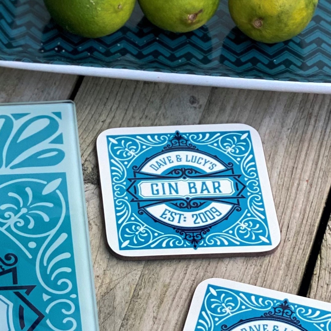 Gin Bar Coaster - Personalised - for Home Bar - Etsy UK