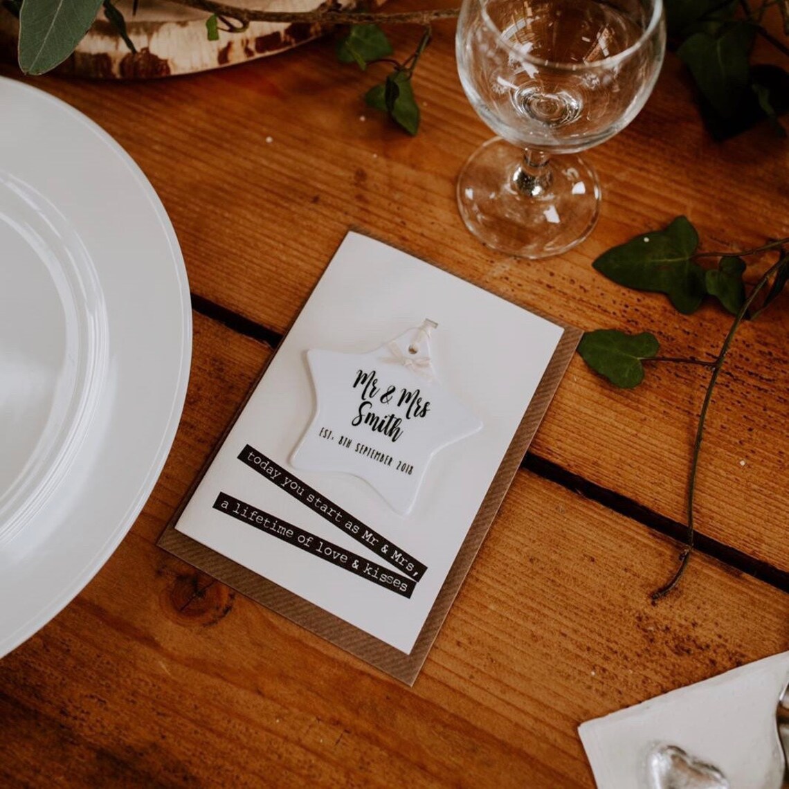 Personalised Wedding Card With Ceramic Star Ornament Keepsake - Etsy UK