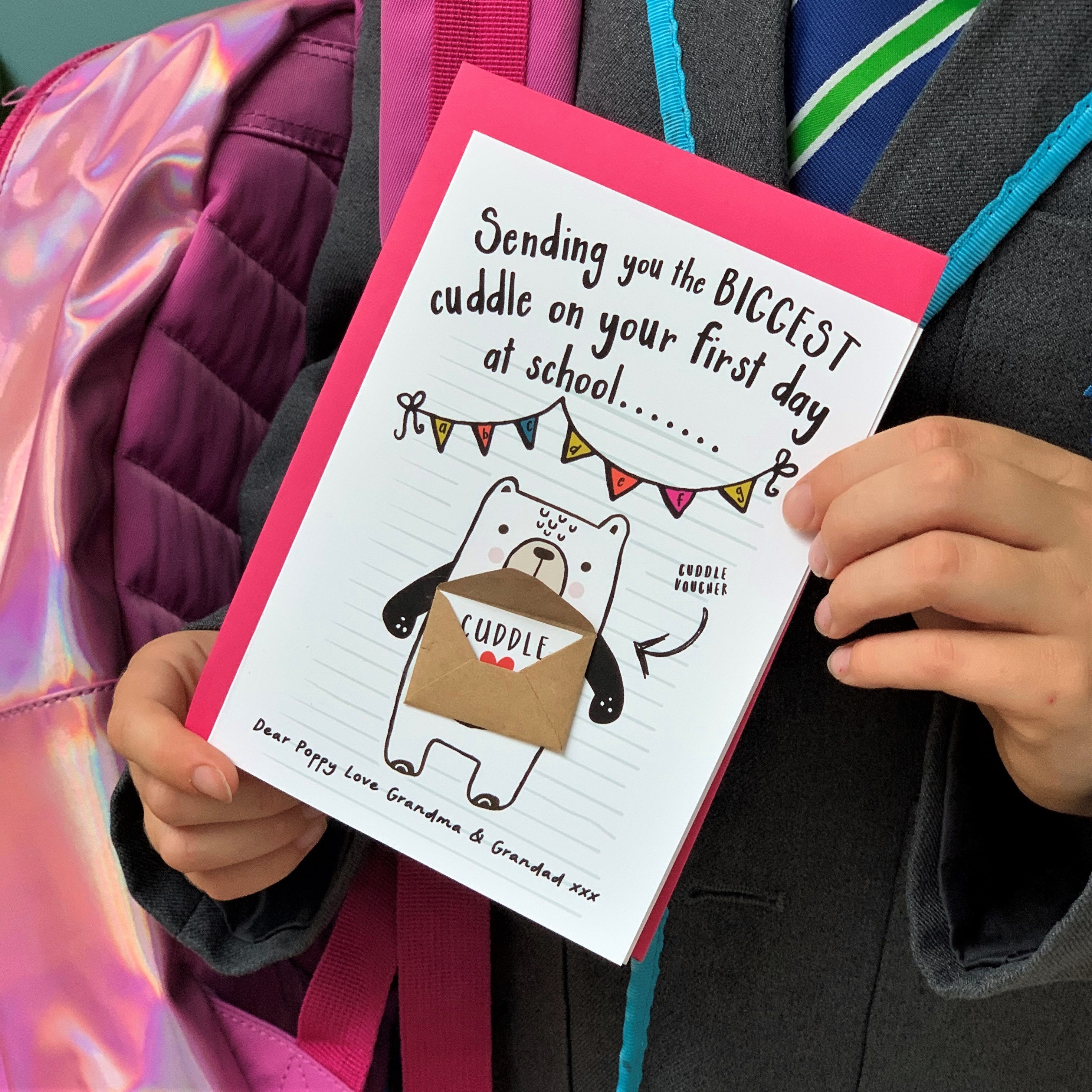 First Day of School Cuddle Voucher Card Send a Hug Card - Etsy