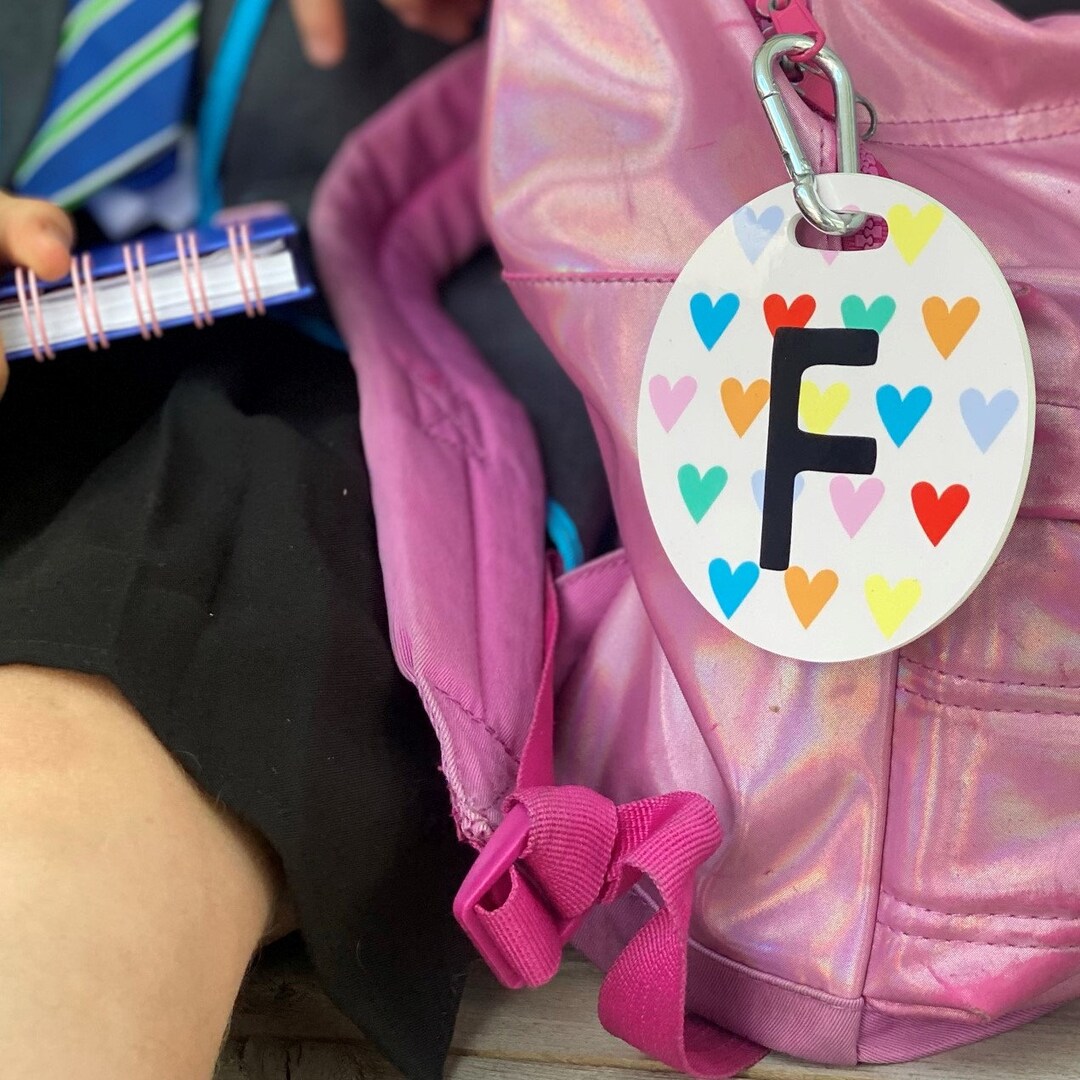 Rainbow Hearts Bag Tag - Bag Charm - School Bag Tag - Back to School ...