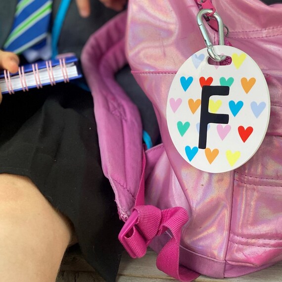 Rainbow Hearts Bag Tag Bag Charm School Bag Tag Back to - Etsy UK