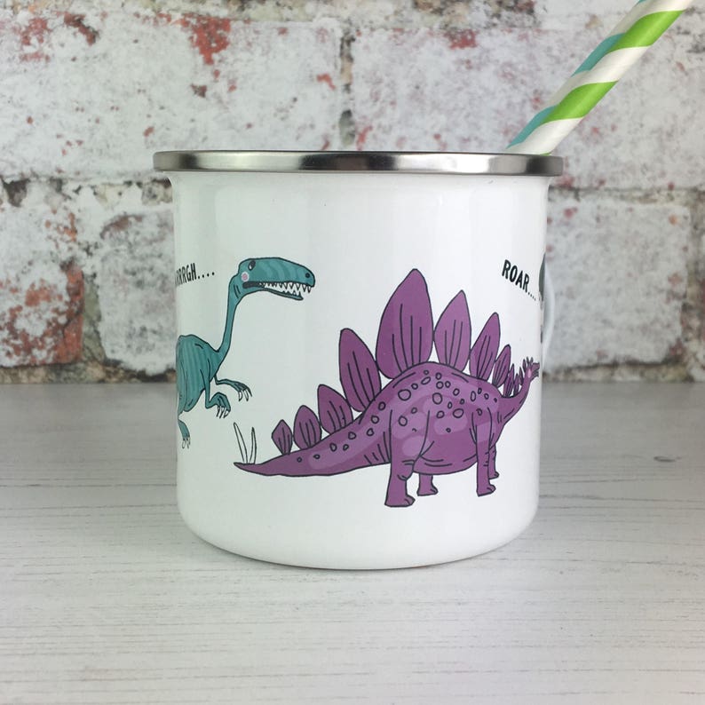 Dinosaur Enamel Mug Personalised Kids Mug T Rex Mug Hot - Etsy