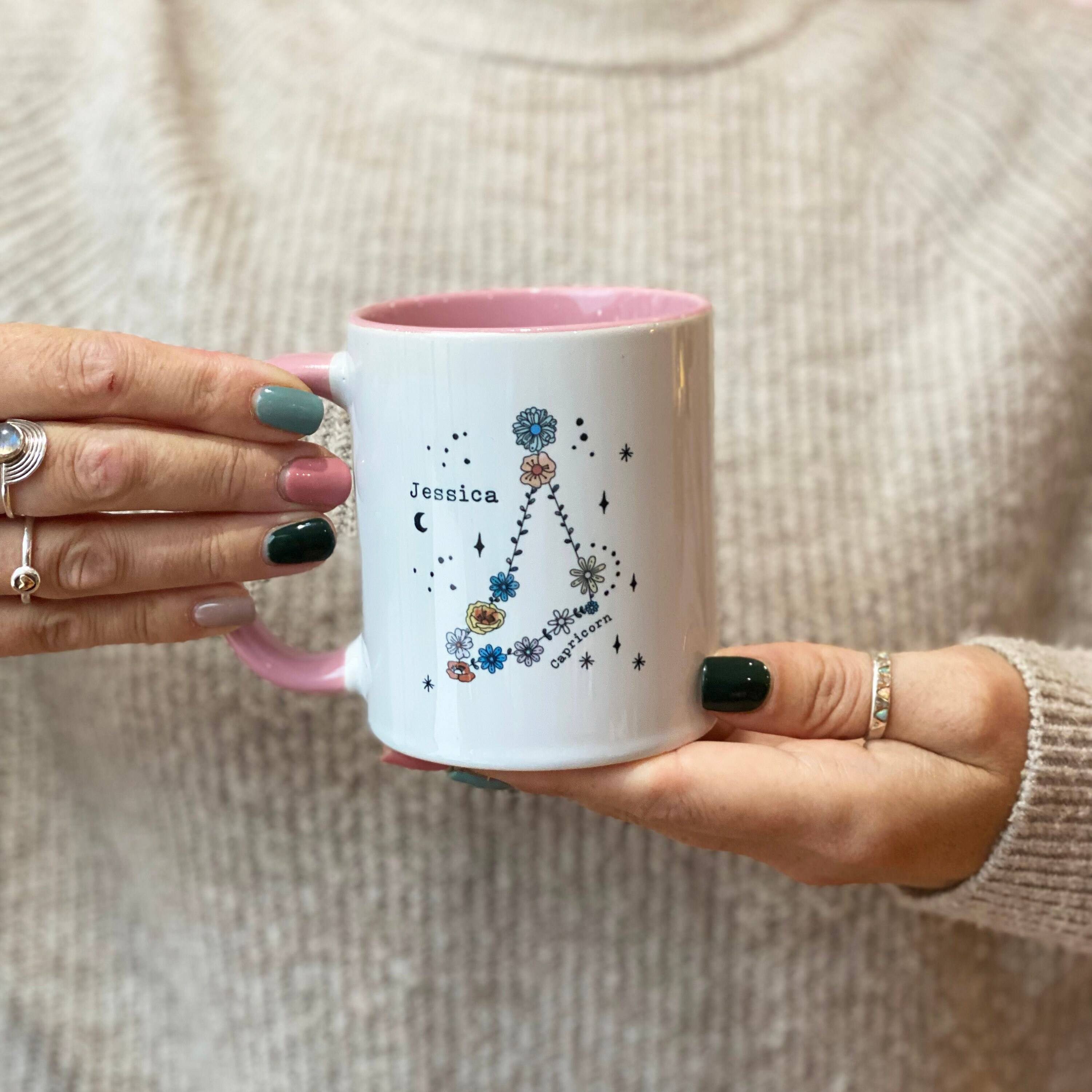 Zodiac Floral Star Constellation Mugs - Best Friend Mug - Birthday Mug ...