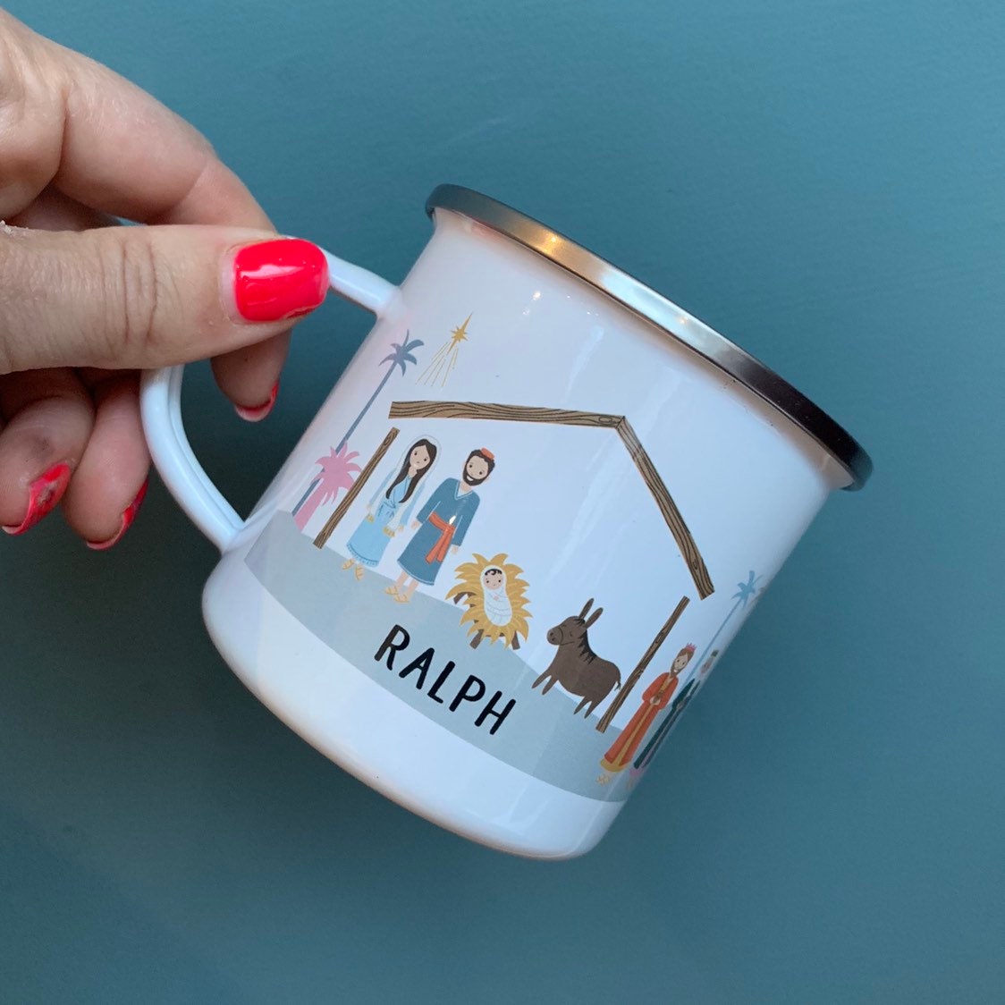 Christmas Nativity Scene Enamel Mug Retro Style Christmas | Etsy UK
