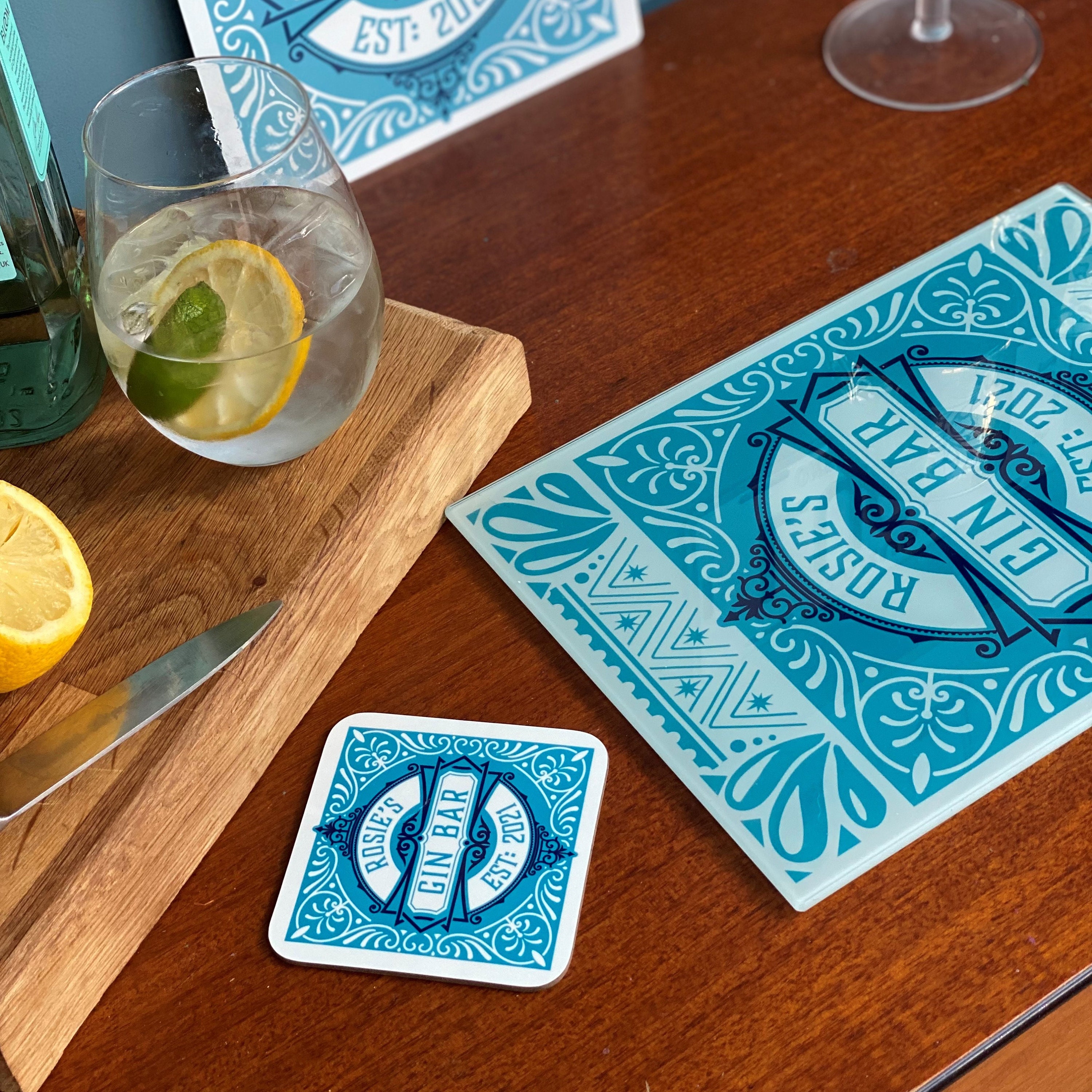 Gin Bar Coaster - Personalised - for Home Bar - Etsy UK