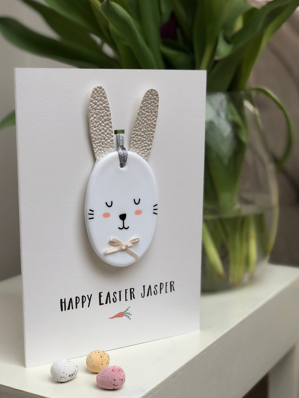 Personalised Happy Easter Card - With Keepsake Bunny Decoration - First ...