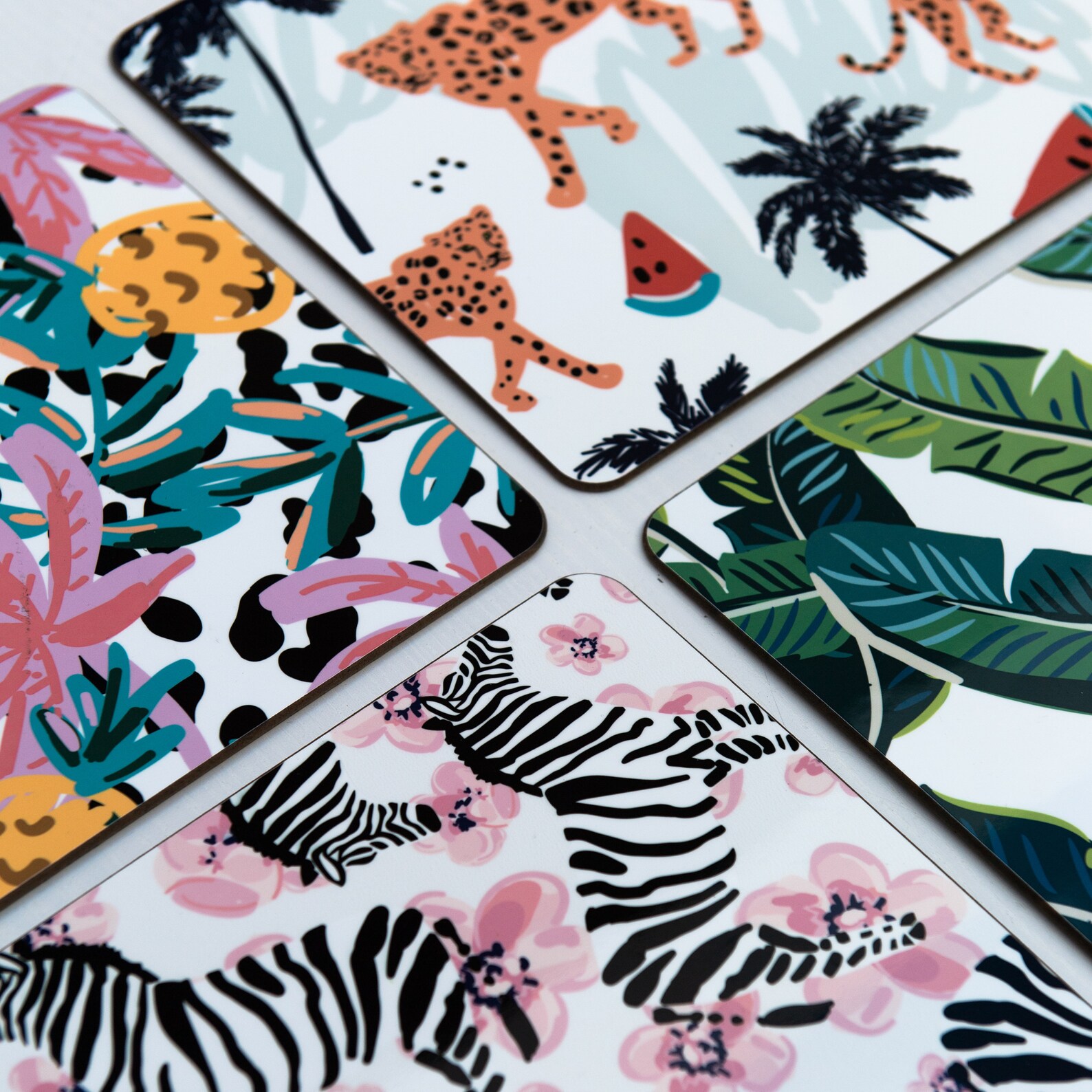 Tropical Coasters Pack of Four Bold Bright Summer Print - Etsy