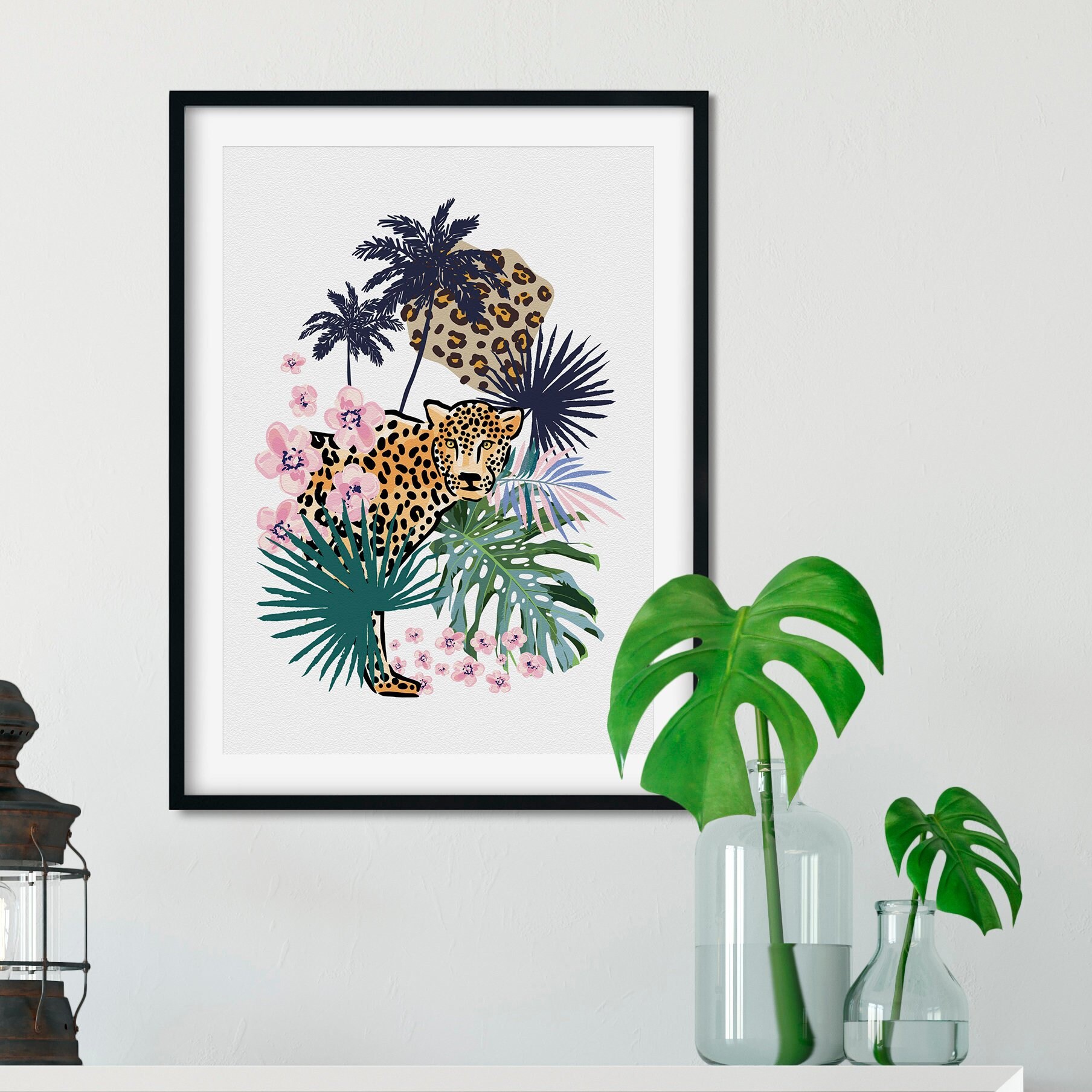Jungle Tropical Print With Leopard and Animal Print A4 and - Etsy UK