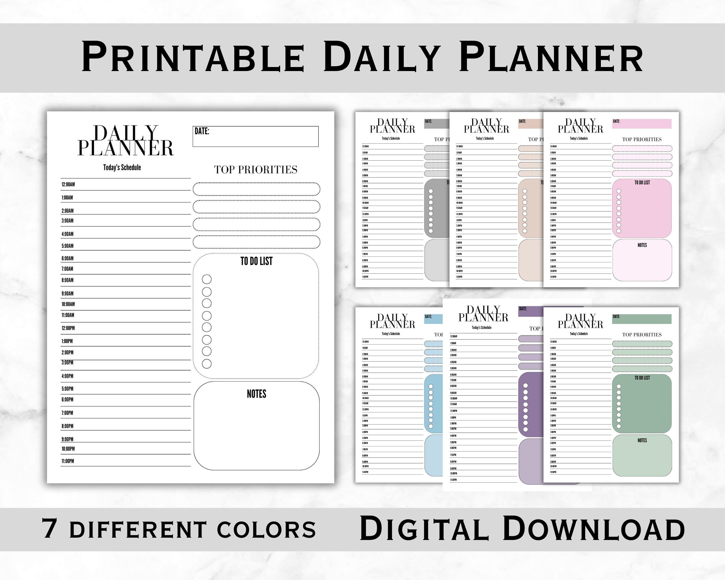 Digital Daily Planner | Printable Daily Planner Template | PDF ...
