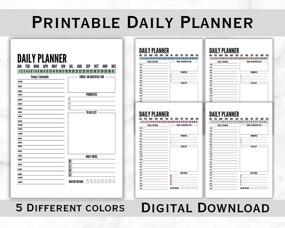 Digital Daily Planner | Self-care Tracker | Printable Daily Planner ...