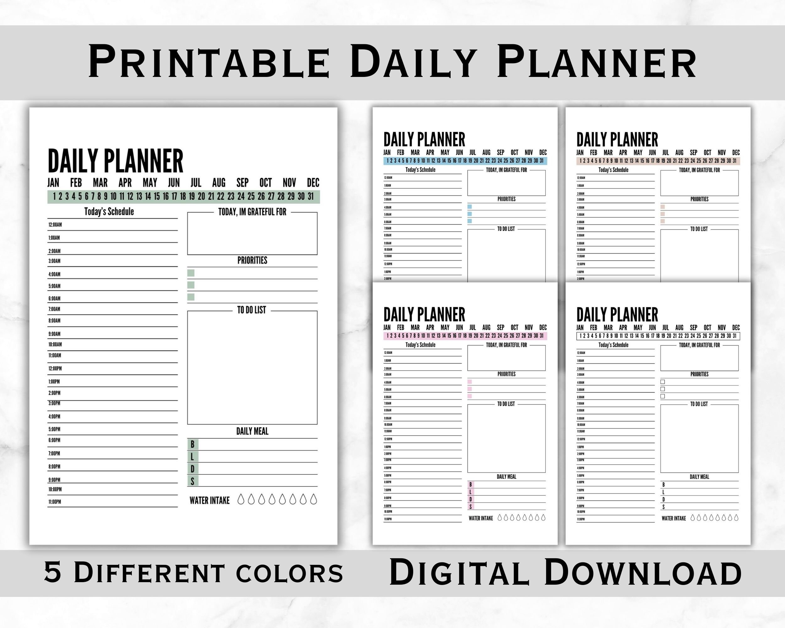 Digital Daily Planner | Self-care Tracker | Printable Daily Planner ...