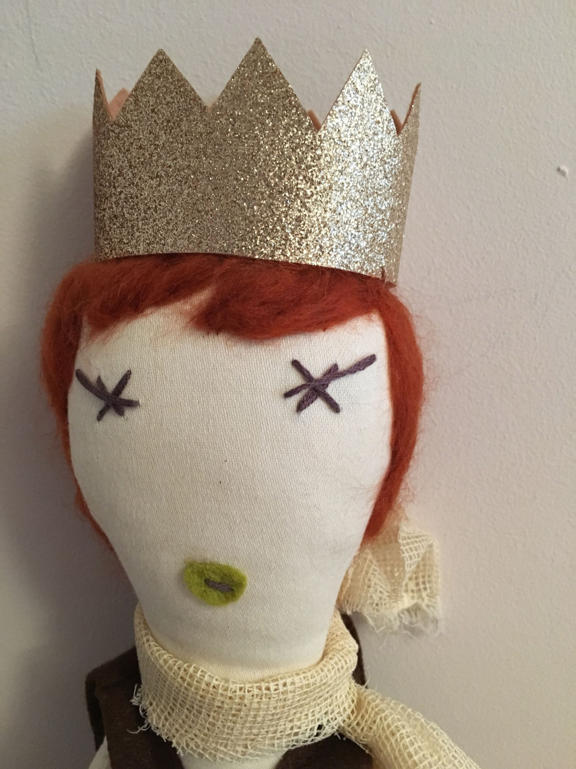 Boy Heirloom Doll Gold Crown Handmade Calico Cloth Made to - Etsy