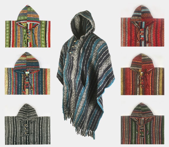 Heavy 100% Woven and Brushed Cotton Hooded Hoodie Poncho ONE | Etsy