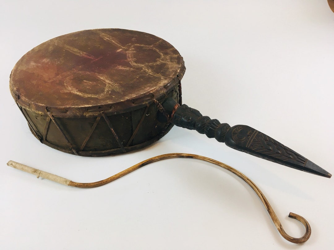 Beautiful Vintage Hand Crafted Himalayan Vintage Shaman Drum Dhyangro ...