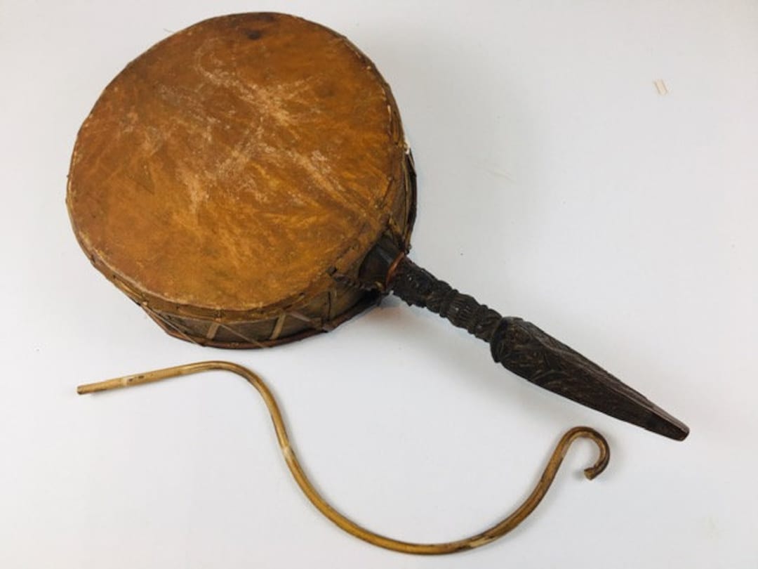 Beautiful Vintage Hand Crafted Himalayan Vintage Shaman Drum Dhyangro ...