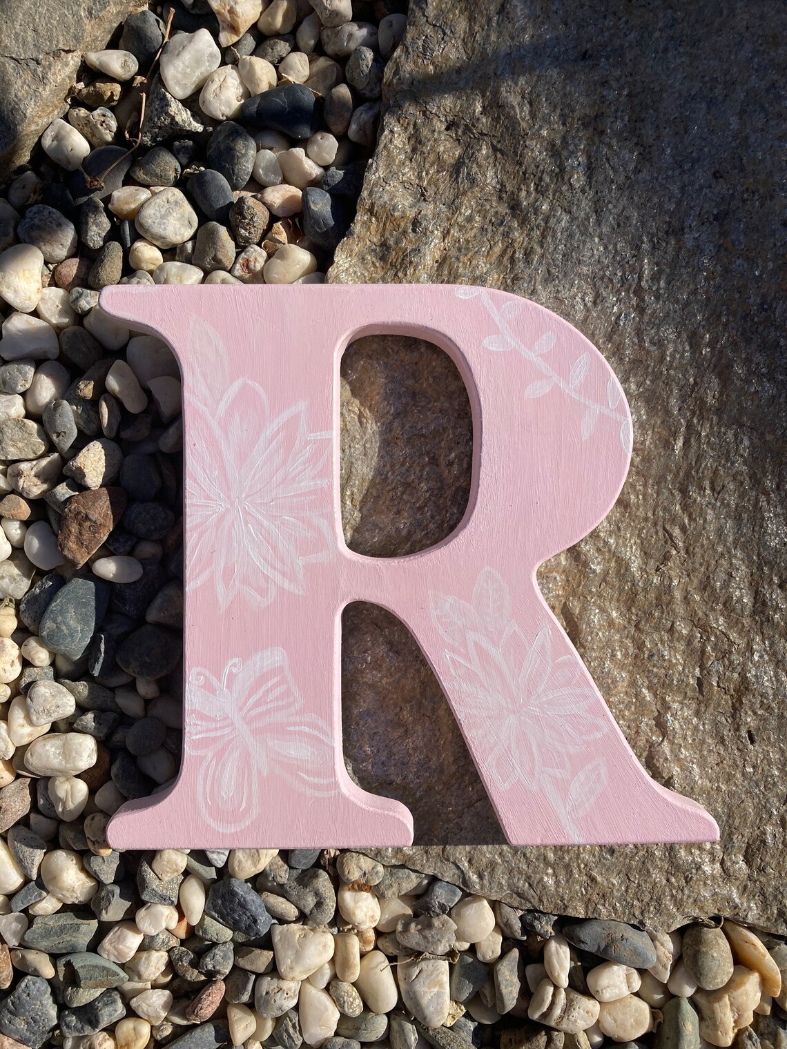 Light Pink Letter R Wall Hanging ~hand Painted~ Initials Butterfly and ...