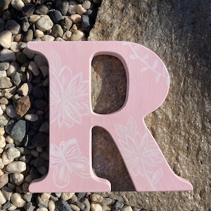Light Pink Letter R Wall Hanging ~hand Painted~ Initials Butterfly and ...