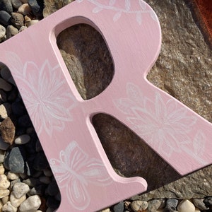 Light Pink Letter R Wall Hanging ~hand Painted~ Initials Butterfly and ...