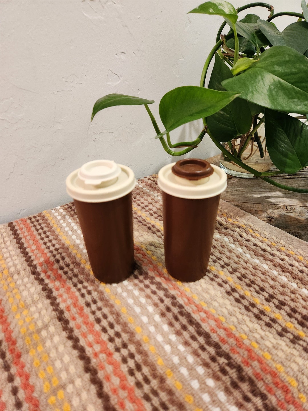 Vintage 1990's Brown and Beige Tupperware Salt and Pepper Set 1329 - Etsy