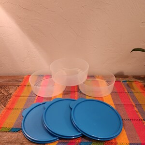 Vintage Tupperware Blue and Clear Color 6" Cereal Bowls With Lids Set ...