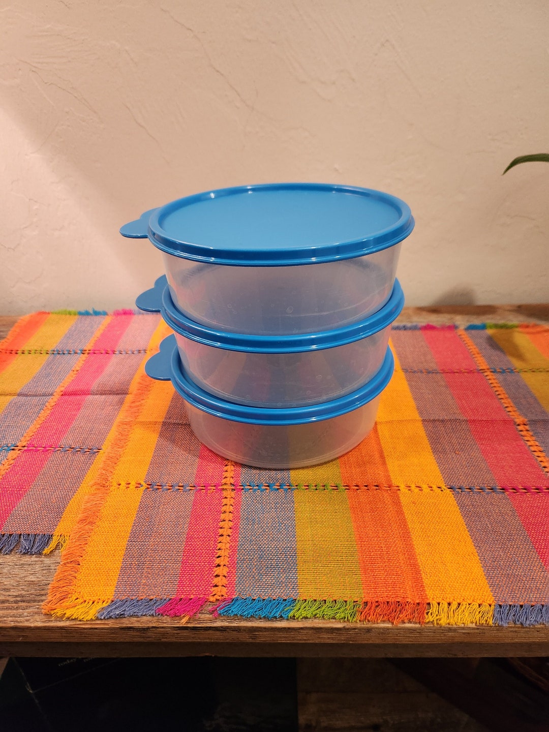 Vintage Tupperware Blue and Clear Color 6" Cereal Bowls With Lids Set ...