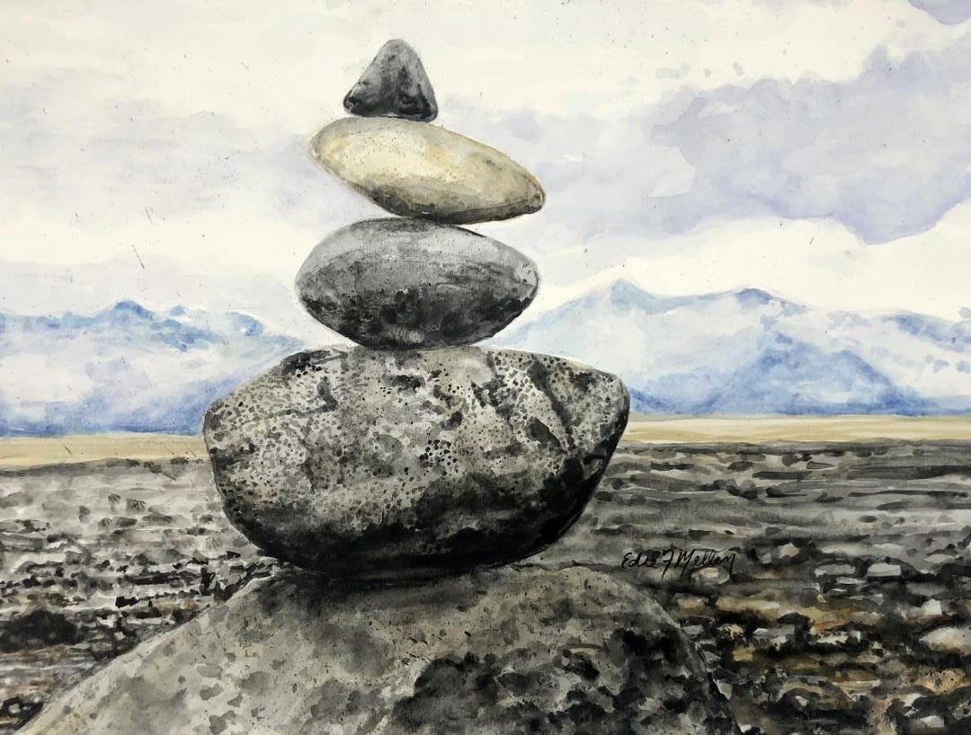 Stacked Rocks Watercolor Painting II 15.25x19 - Etsy