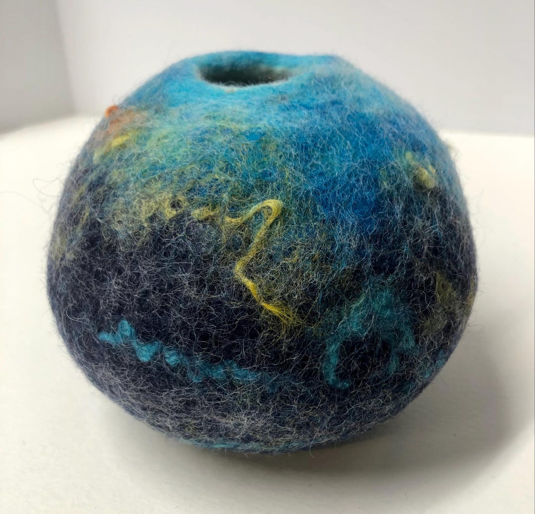 Small Fiber Wool Roving Vessel/pot/pod Inspired by Color & Texture 5"x5 ...