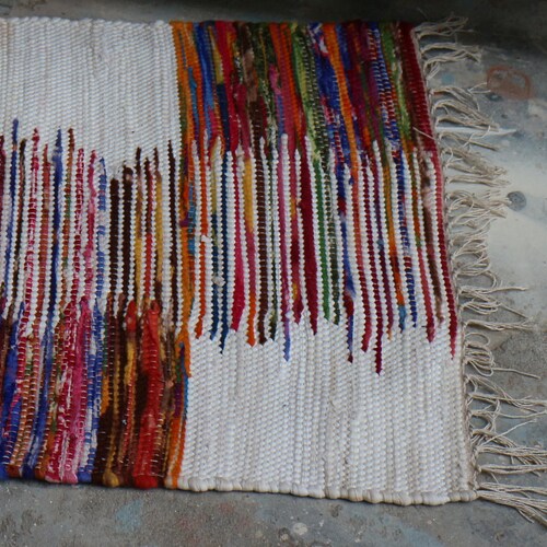 2 X 3 Handmade Rag Rug Black and White Chindi Rug Dhurrie - Etsy