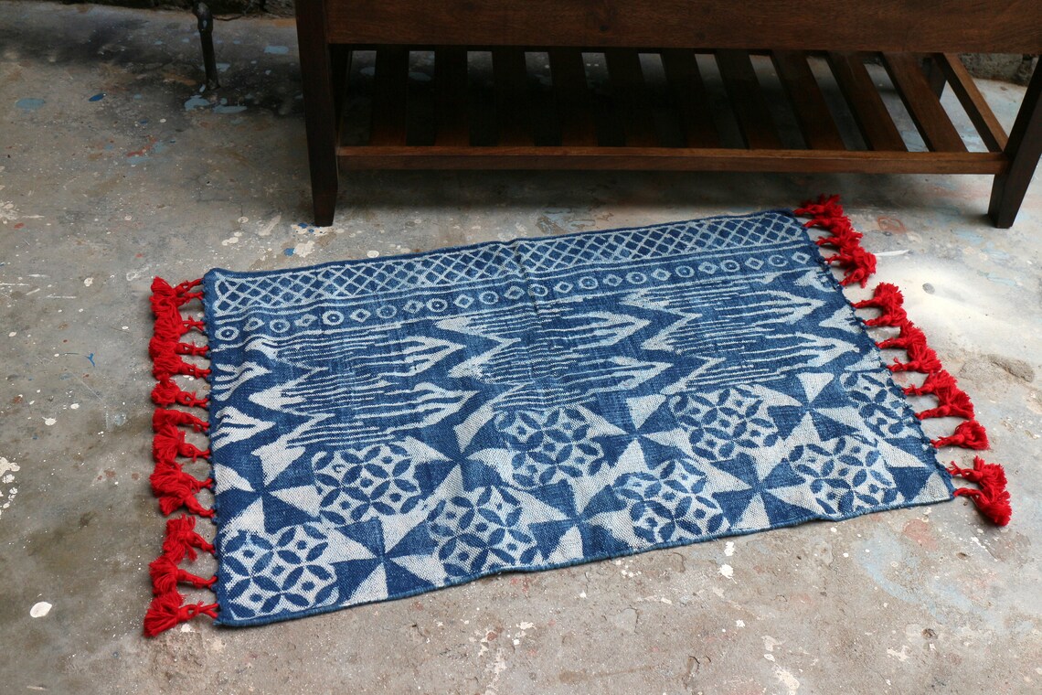 Handwoven Handmade Indigo Rug Natural Dye Small Rug 2 X 3 - Etsy India