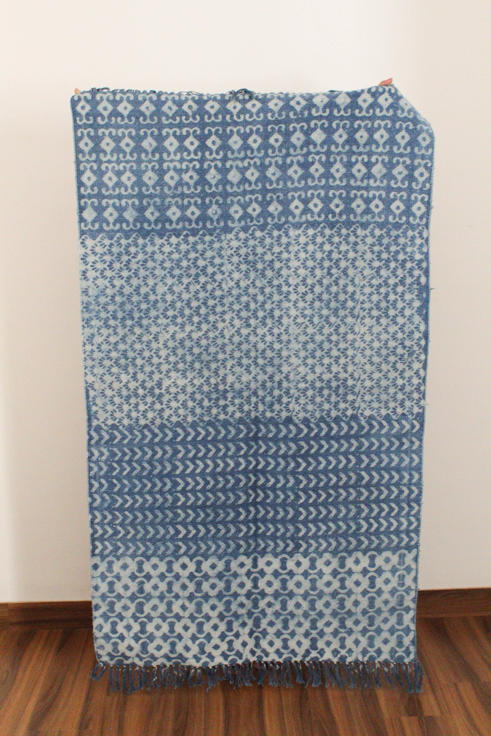 3 X 5 Handmade Hand-dyed Indigo Rug White/indigo Traditional - Etsy India
