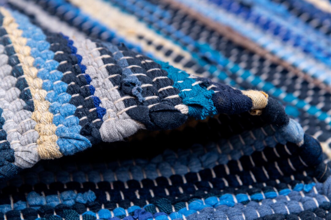 8 X 10, Handmade Rag Rug - Blue - Etsy