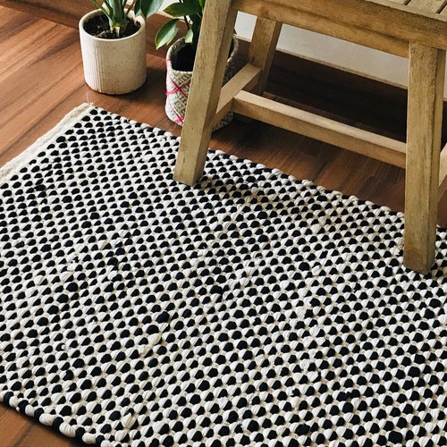 Handwoven Rag Rug Chindi Rug Zig Zag Geometric Pattern - Etsy