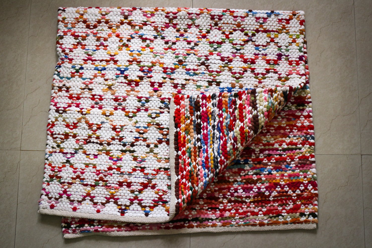 5 x 8 Ft Rag Rug Christmas Special Handmade Red/White | Etsy