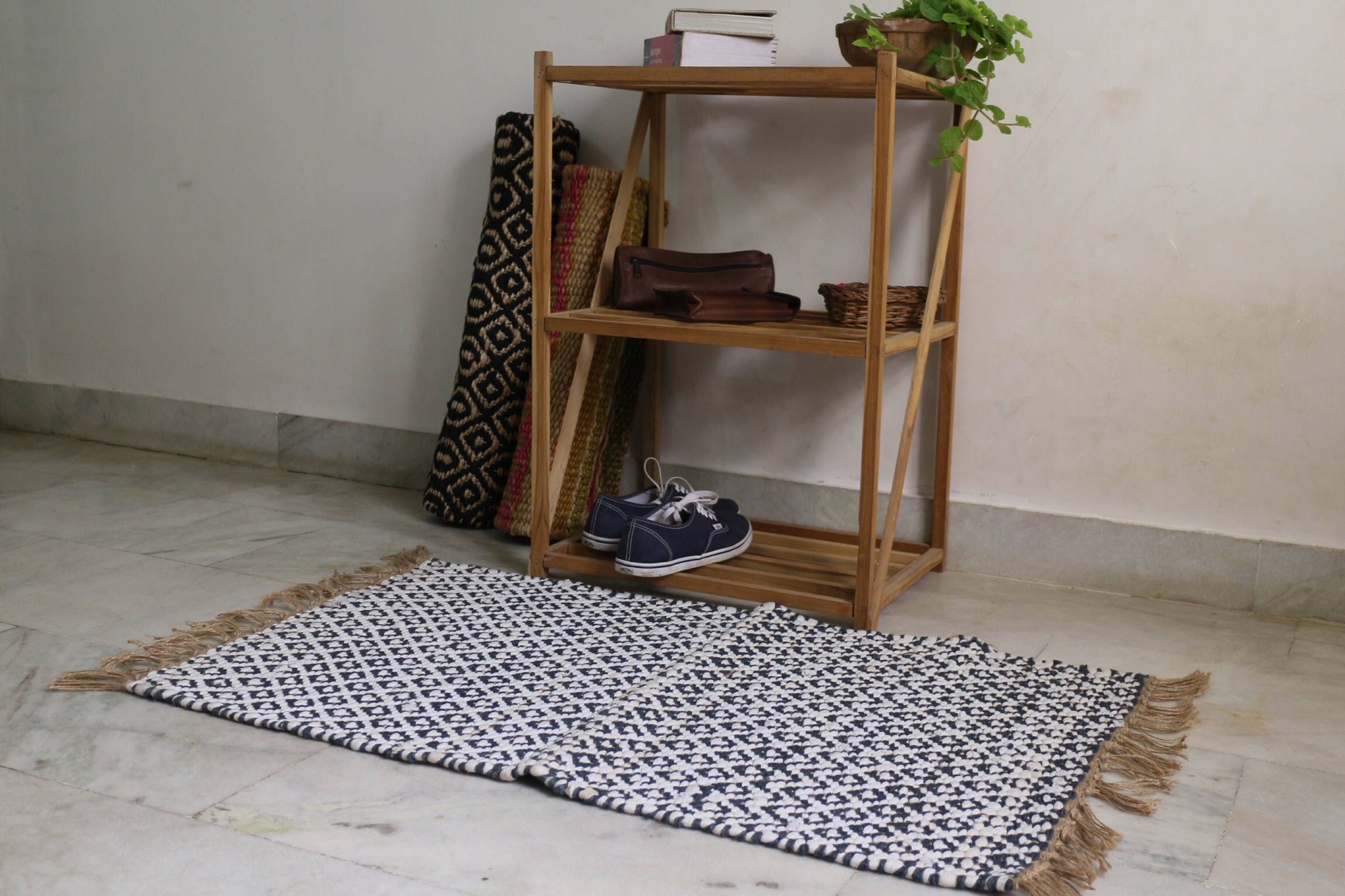 Handwoven Cotton Rag Rug Wall Hanging 2 X 3 Green and | Etsy