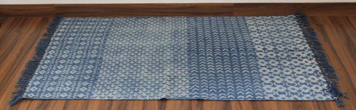 3 x 5 Handmade Hand-dyed Indigo Rug White/Indigo Traditional | Etsy