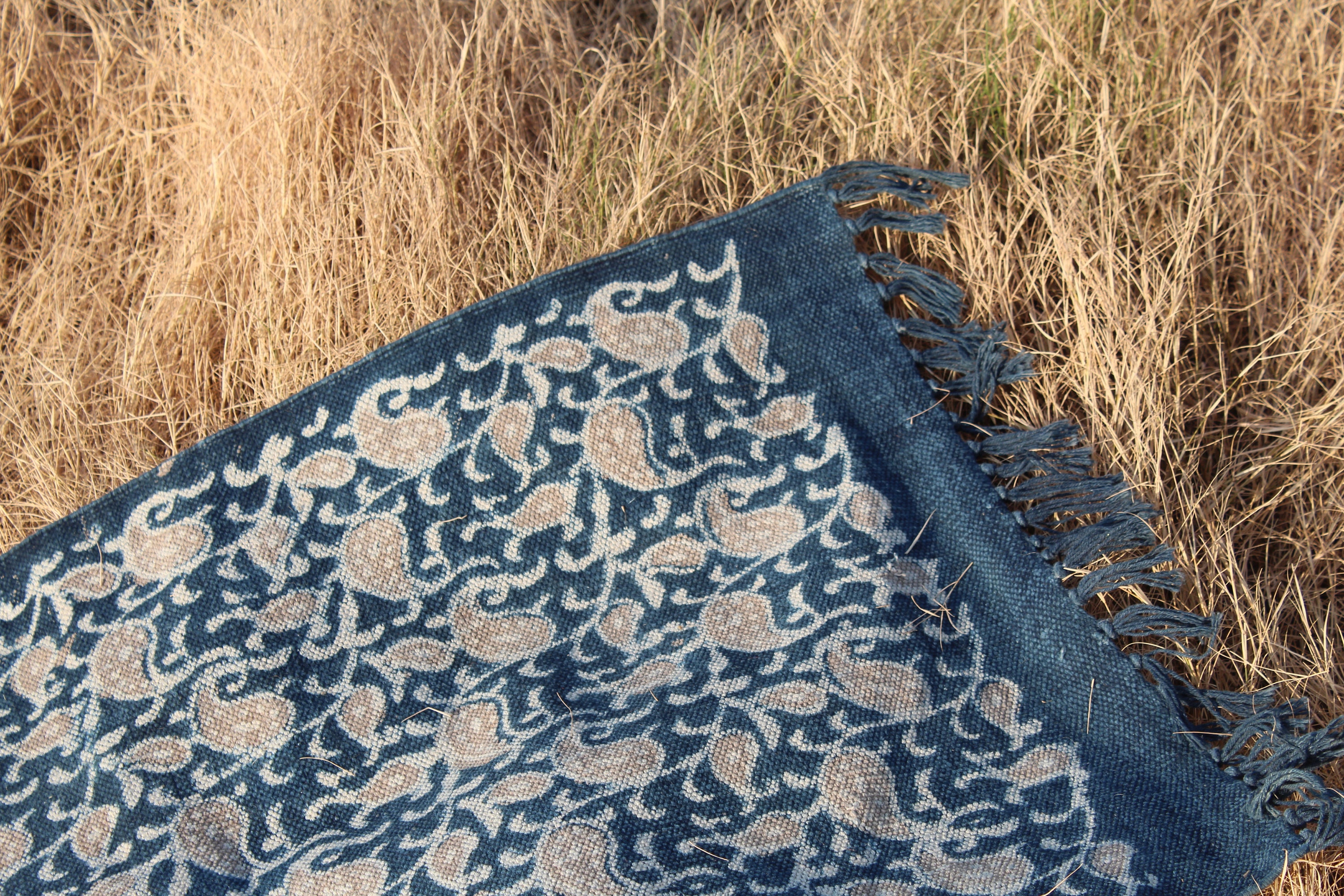 2 X 3 Handmade Hand-dyed Indigo Rug Small Mat White/indigo - Etsy UK