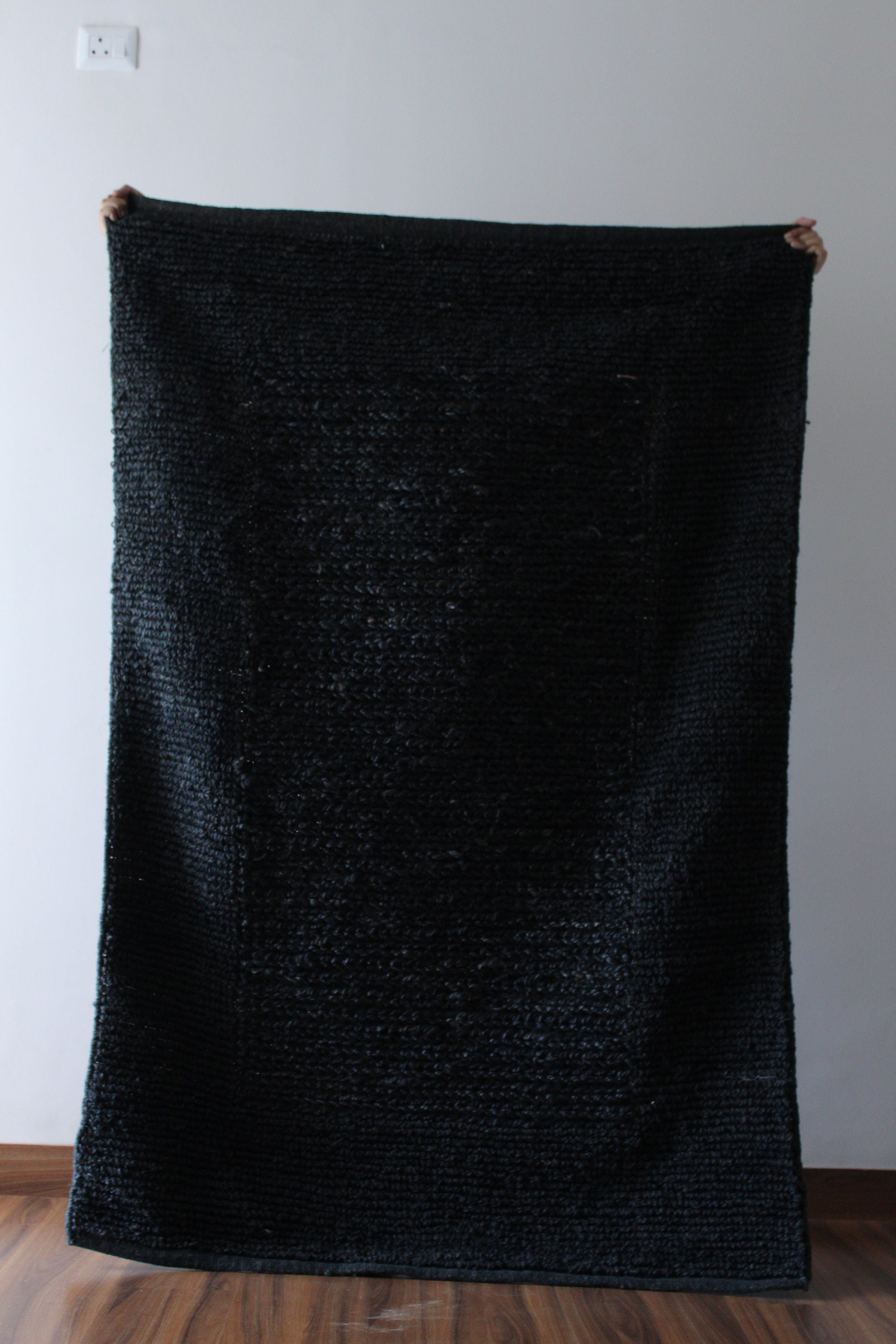 4 X 6 Handmade Hemp and Jute Rug Black Rug Dhurrie Fabric. | Etsy