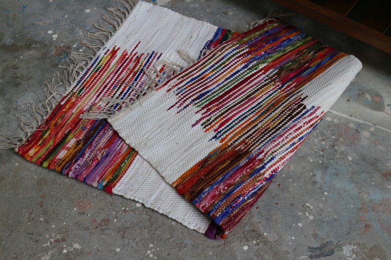 Handwoven Rag Rug Chindi Rug Zig Zag Geometric Pattern | Etsy