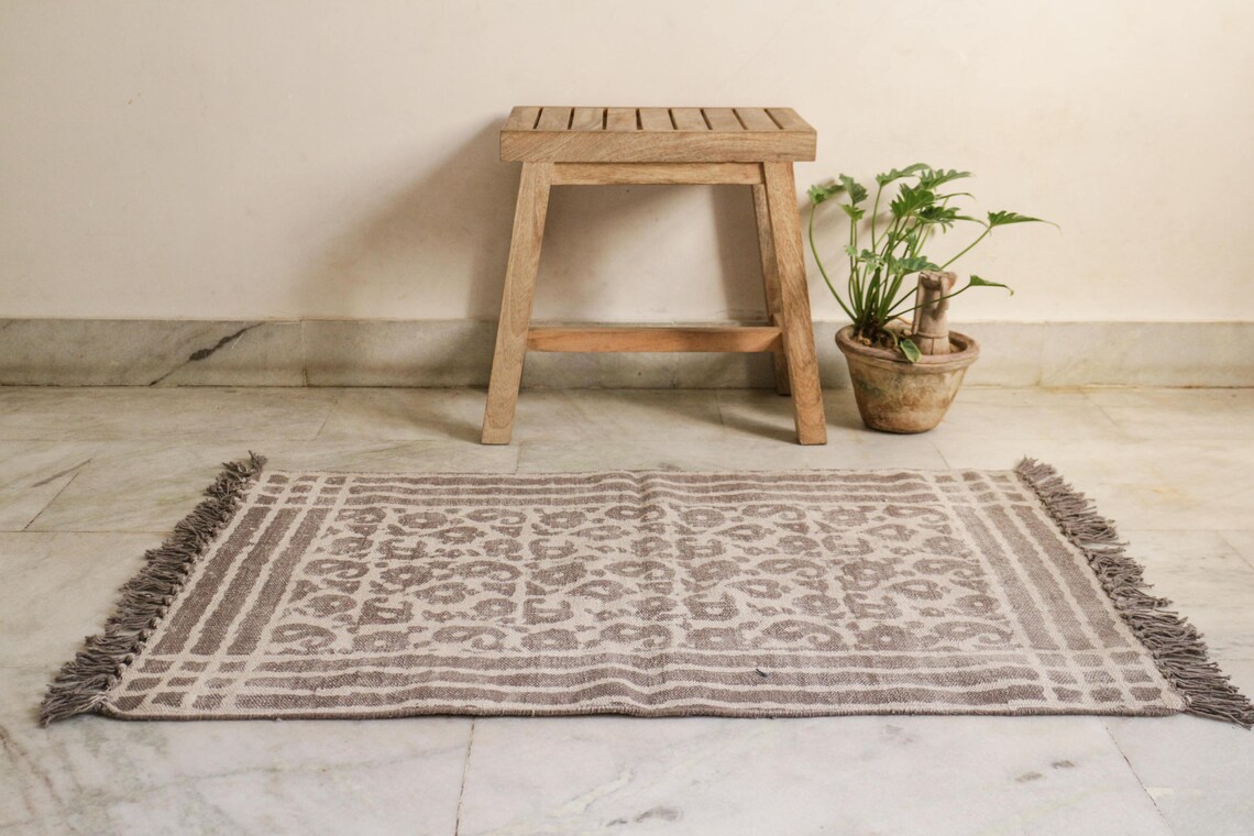 Buy Handmade Cotton Block Print Dhurrie Rug Online in India - Etsy