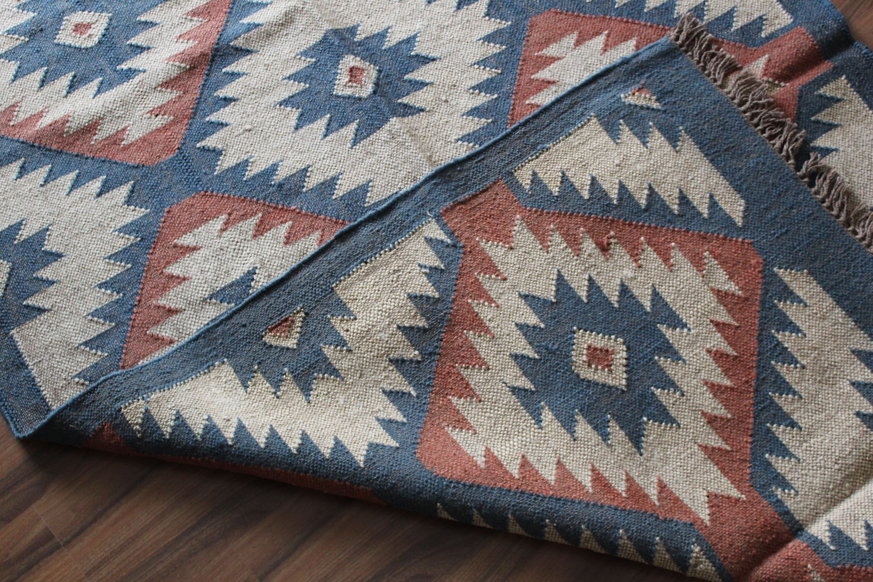 4 x 6 Handmade Wool and Jute Dhurrie Rug Kilim Rug Handmade | Etsy