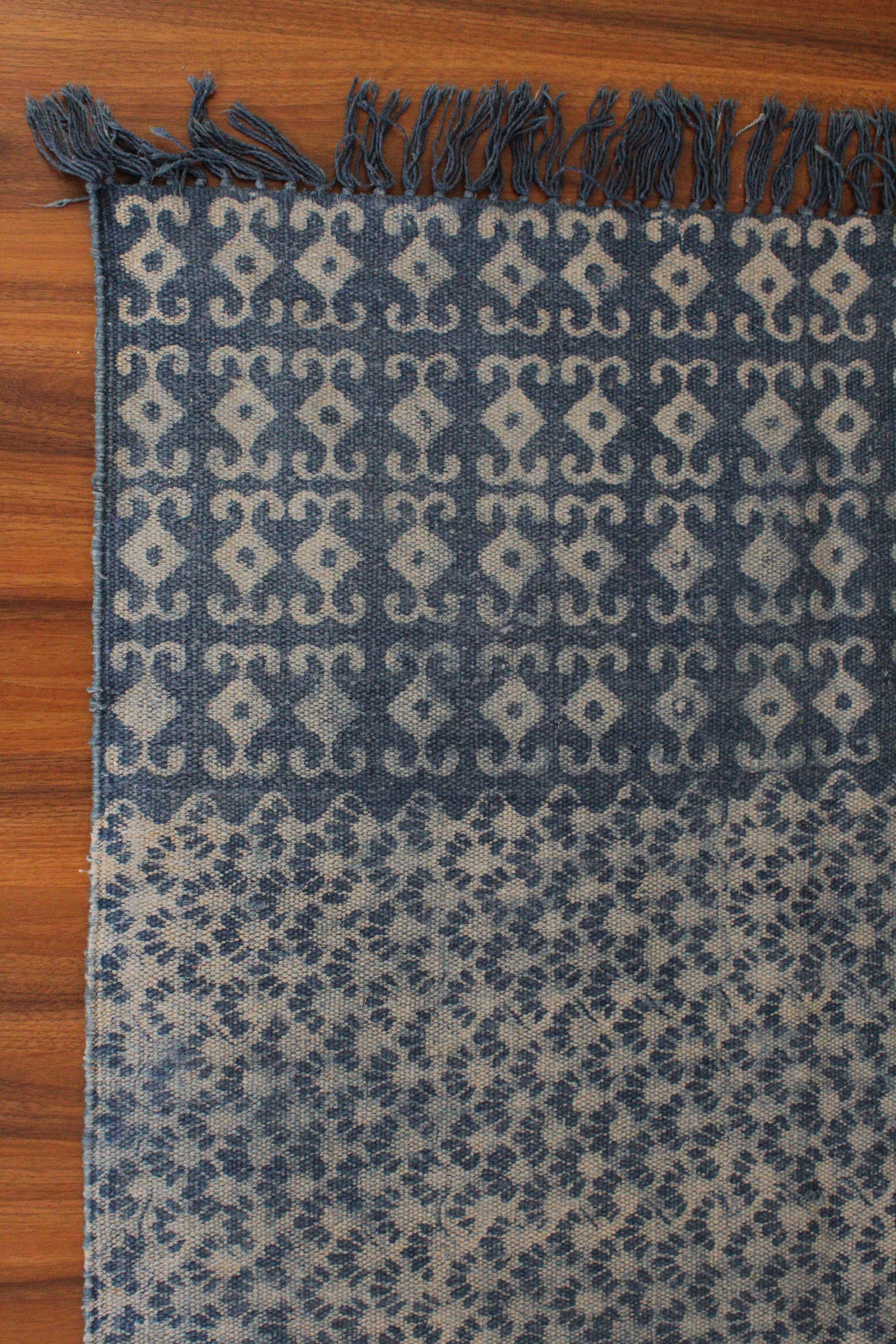 3 X 5 Handmade Hand-dyed Indigo Rug White/indigo Traditional - Etsy