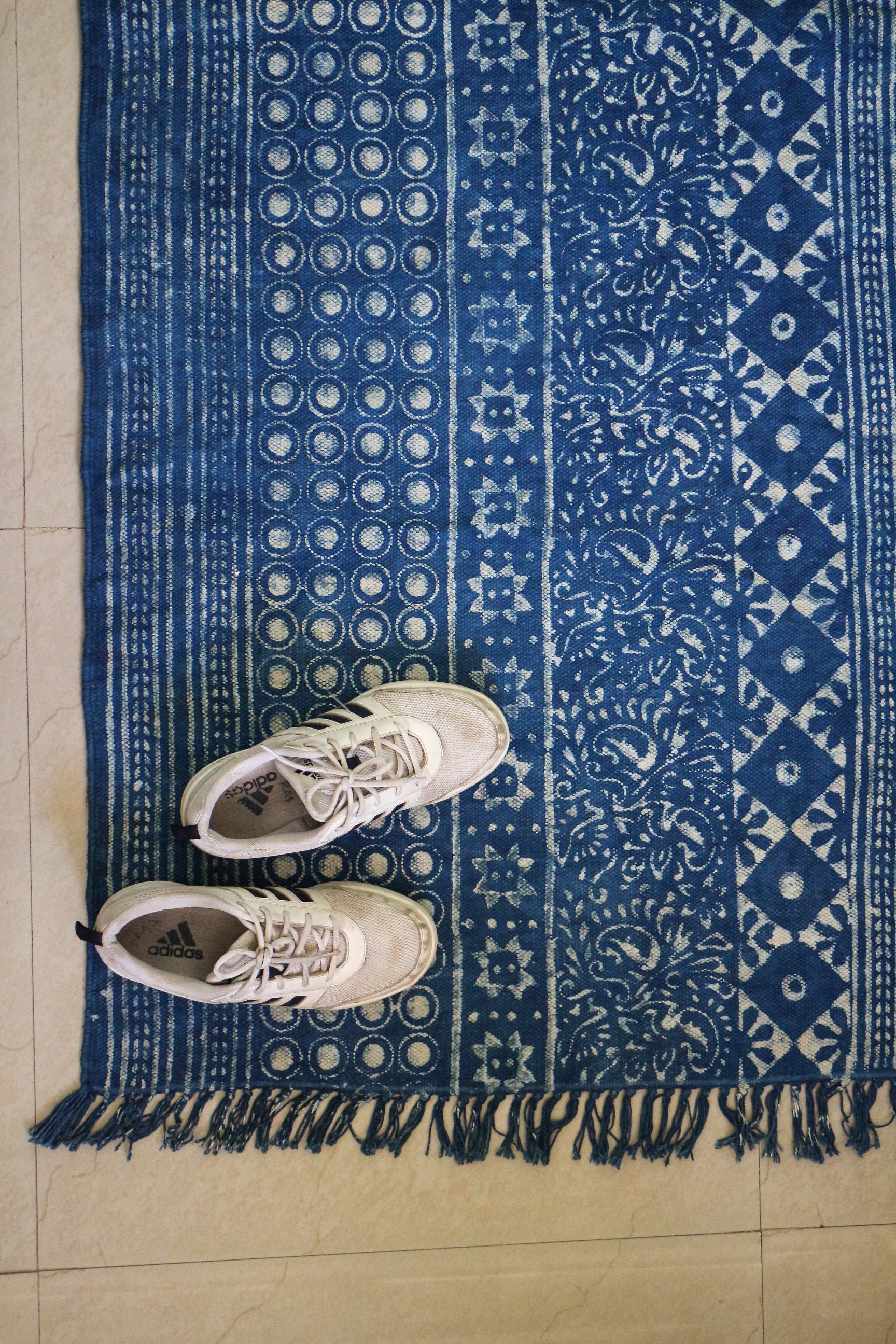 Handmade Hand-dyed Indigo Rug White/Indigo Traditional | Etsy