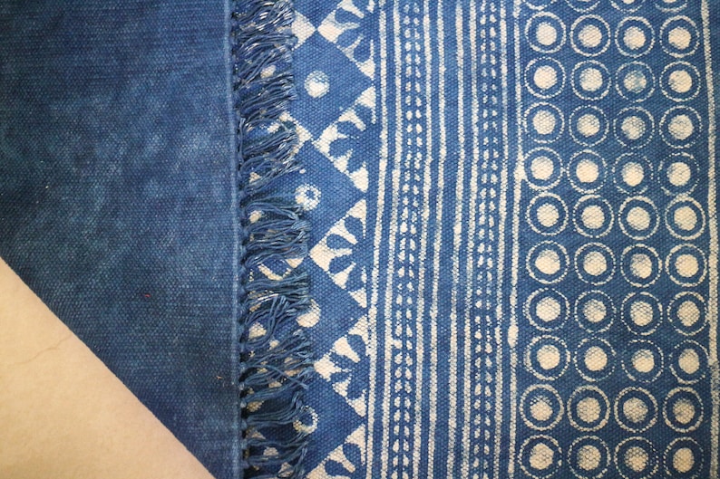 8 X 10 9 X 12 Handmade Hand-dyed Indigo Rug White/indigo - Etsy