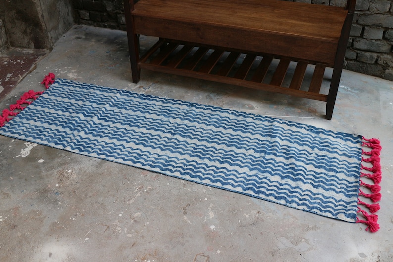 8 X 10 9 X 12 Handmade Hand-dyed Indigo Rug White/indigo - Etsy India