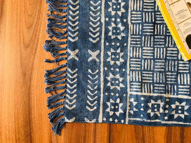 2 X 3 Handmade Cotton Indigo Rug Dhurrie Hand Block Printed - Etsy