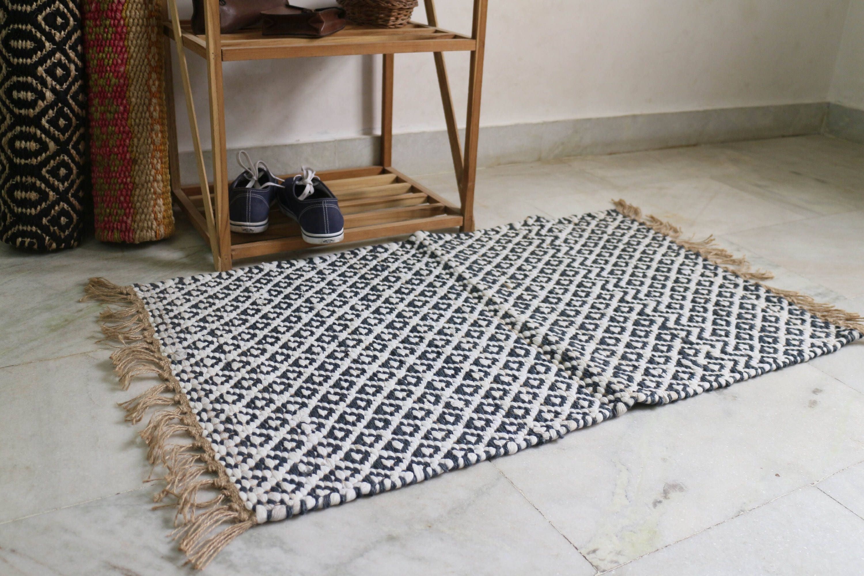 Handwoven Cotton Rag Rug Wall Hanging 2 X 3 Green and | Etsy