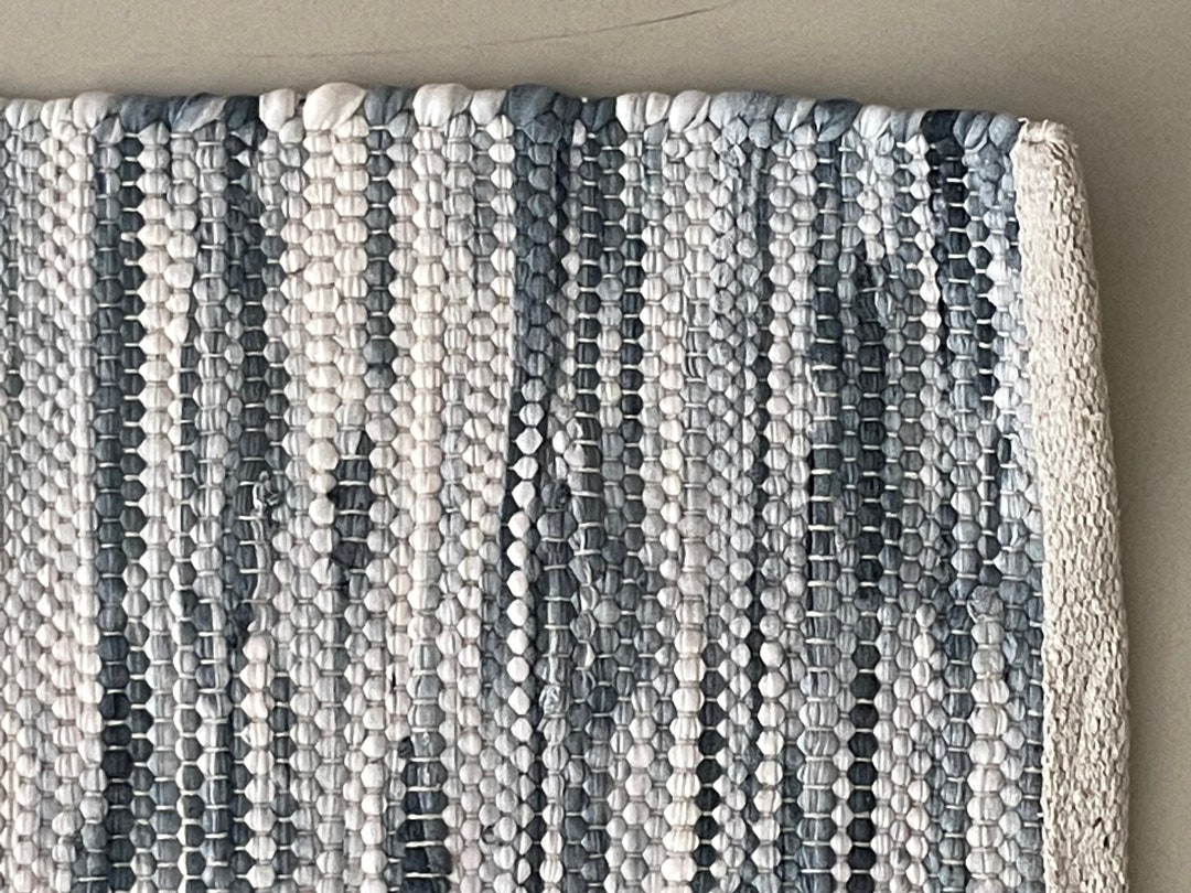 Handmade Rag Rug Mat, Small, Cotton, Chindi Dhurrie, Traditional Indian ...