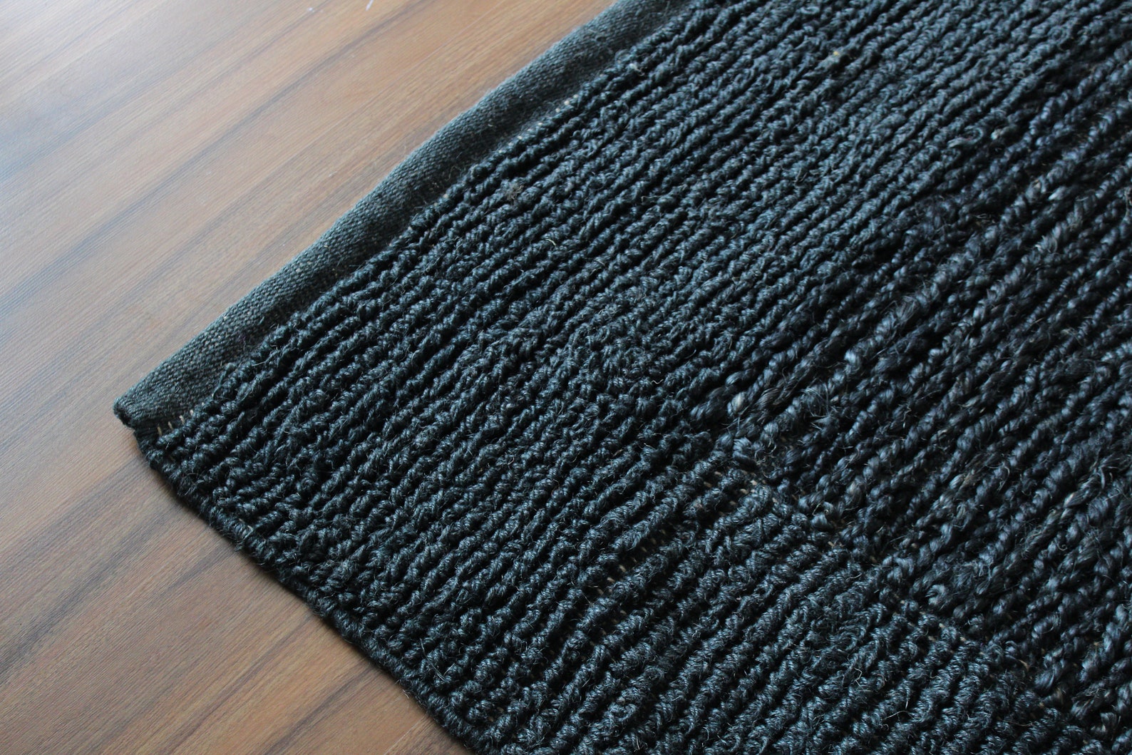 4 X 6 Handmade Hemp and Jute Rug Black Rug Dhurrie Fabric. | Etsy